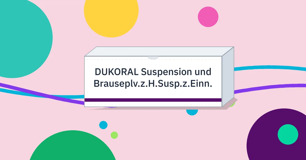 Symbolbild: Packung mit der Aufschrift DUKORAL Suspension und Brauseplv.z.H.Susp.z.Einn. (PZN 18259313) – Verfügbarkeit und Bezug in Apotheken in Frankfurt am Main