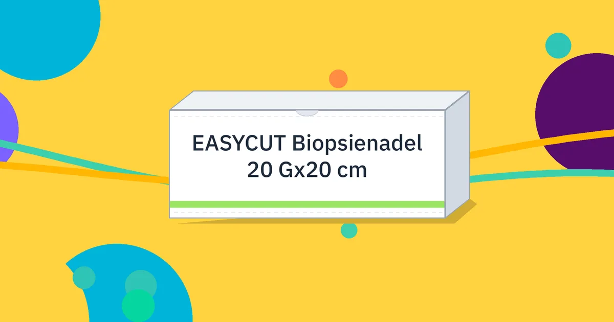Symbolbild: Packung mit der Aufschrift EASYCUT Biopsienadel 20 Gx20 cm (PZN 16921067) – Verfügbarkeit und Bezug in Apotheken in Frankfurt am Main