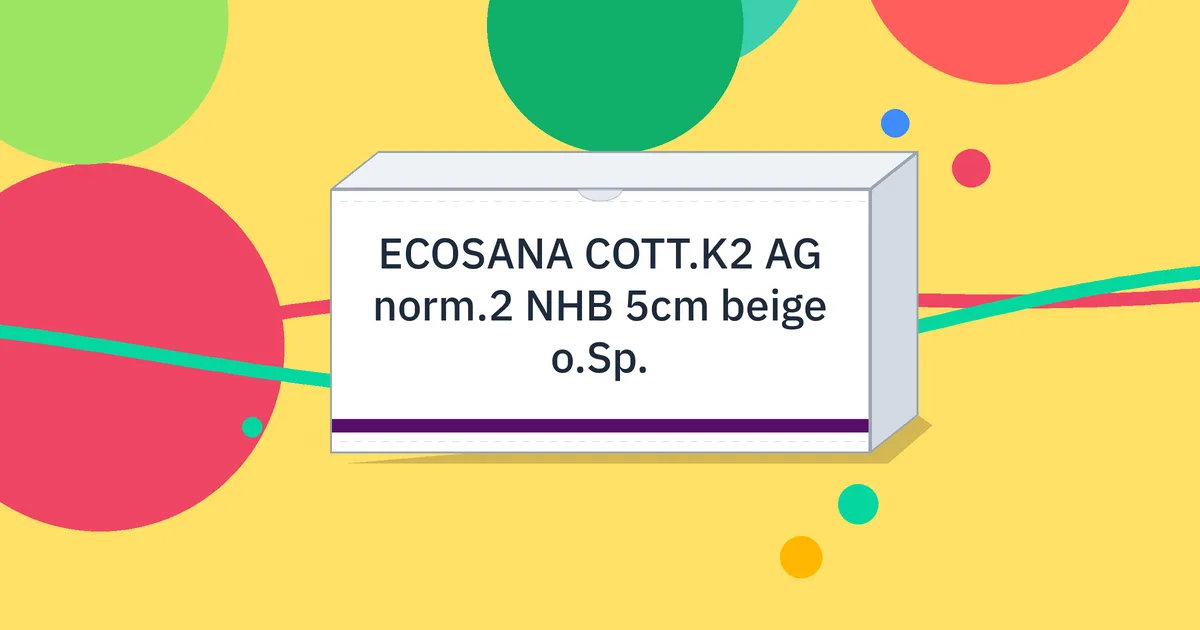Symbolbild: Packung mit der Aufschrift ECOSANA COTT.K2 AG norm.2 NHB 5cm beige o.Sp. (PZN 16948988) – Verfügbarkeit und Bezug in Apotheken in Frankfurt am Main