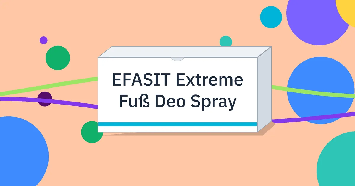 Symbolbild: Packung mit der Aufschrift EFASIT Extreme Fuß Deo Spray (PZN 18294031) – Verfügbarkeit und Bezug in Apotheken in Frankfurt am Main