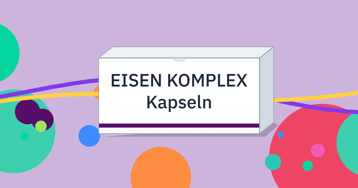 Symbolbild: Packung mit der Aufschrift EISEN KOMPLEX Kapseln (PZN 17250155) – Verfügbarkeit und Bezug in Apotheken in Frankfurt am Main