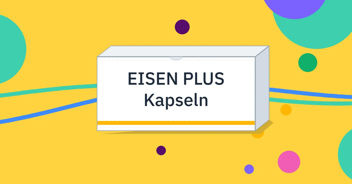 Symbolbild: Packung mit der Aufschrift EISEN PLUS Kapseln (PZN 19553380) – Verfügbarkeit und Bezug in Apotheken in Frankfurt am Main