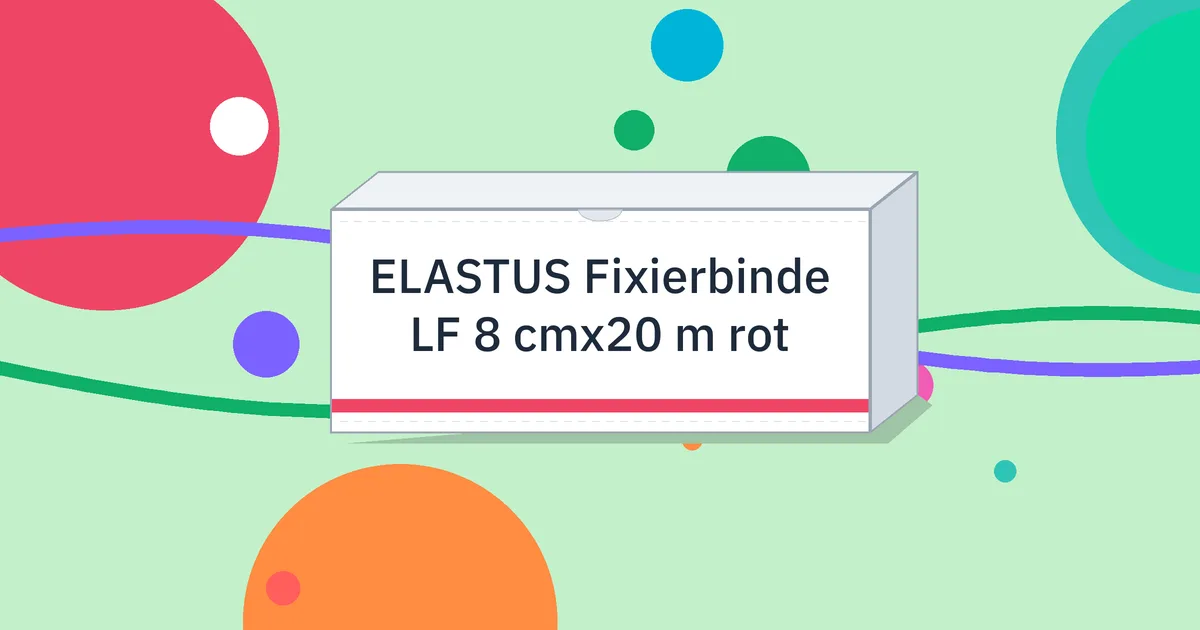 Symbolbild: Packung mit der Aufschrift ELASTUS Fixierbinde LF 8 cmx20 m rot (PZN 16331147) – Verfügbarkeit und Bezug in Apotheken in Frankfurt am Main