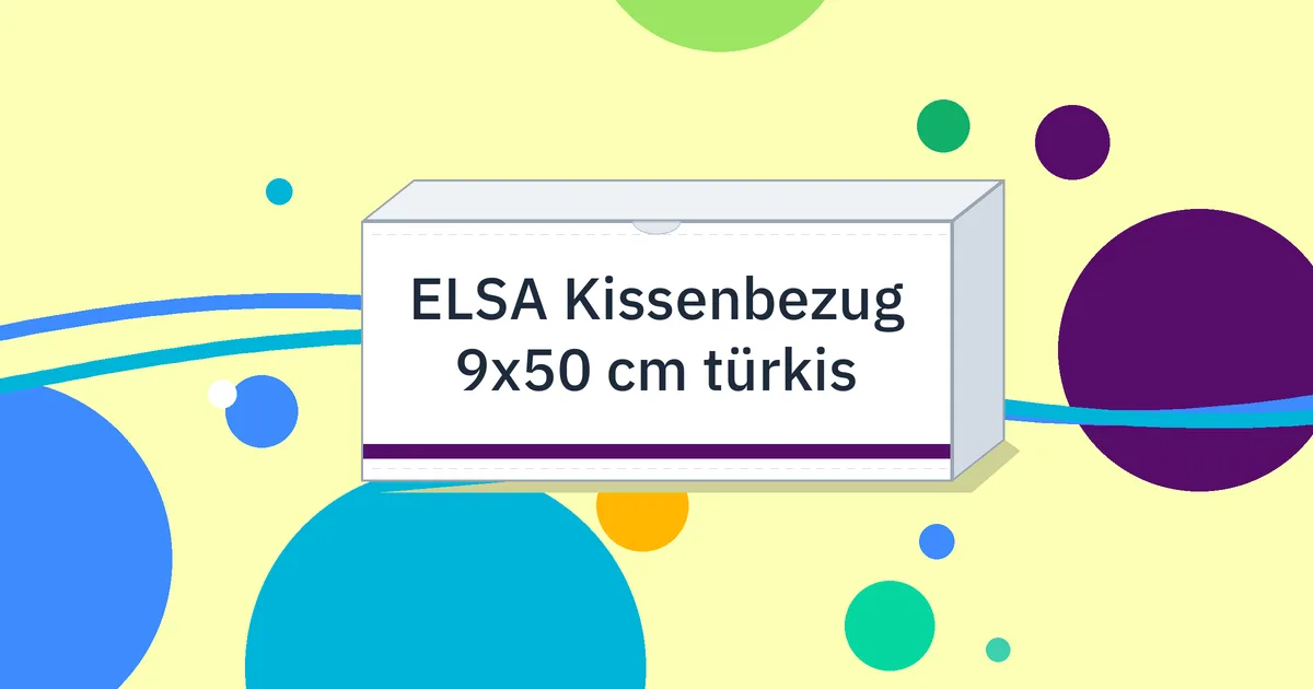 Symbolbild: Packung mit der Aufschrift ELSA Kissenbezug 9x50 cm türkis (PZN 06795325) – Verfügbarkeit und Bezug in Apotheken in Frankfurt am Main