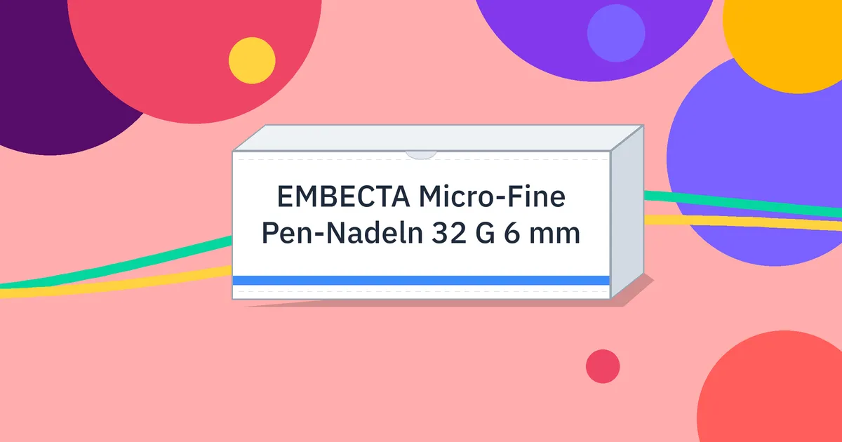 Symbolbild: Packung mit der Aufschrift EMBECTA Micro-Fine Pen-Nadeln 32 G 6 mm (PZN 20604651) – Verfügbarkeit und Bezug in Apotheken in Frankfurt am Main