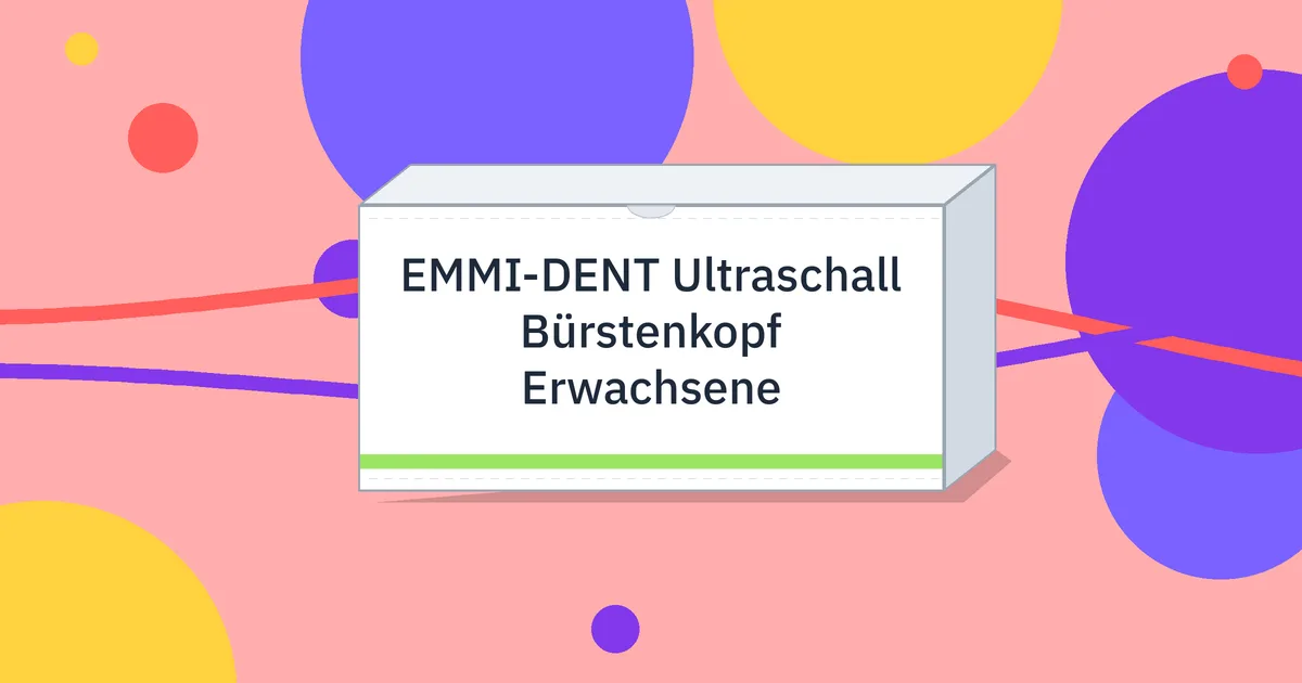 Symbolbild: Packung mit der Aufschrift EMMI-DENT Ultraschall Bürstenkopf Erwachsene (PZN 01556136) – Verfügbarkeit und Bezug in Apotheken in Frankfurt am Main
