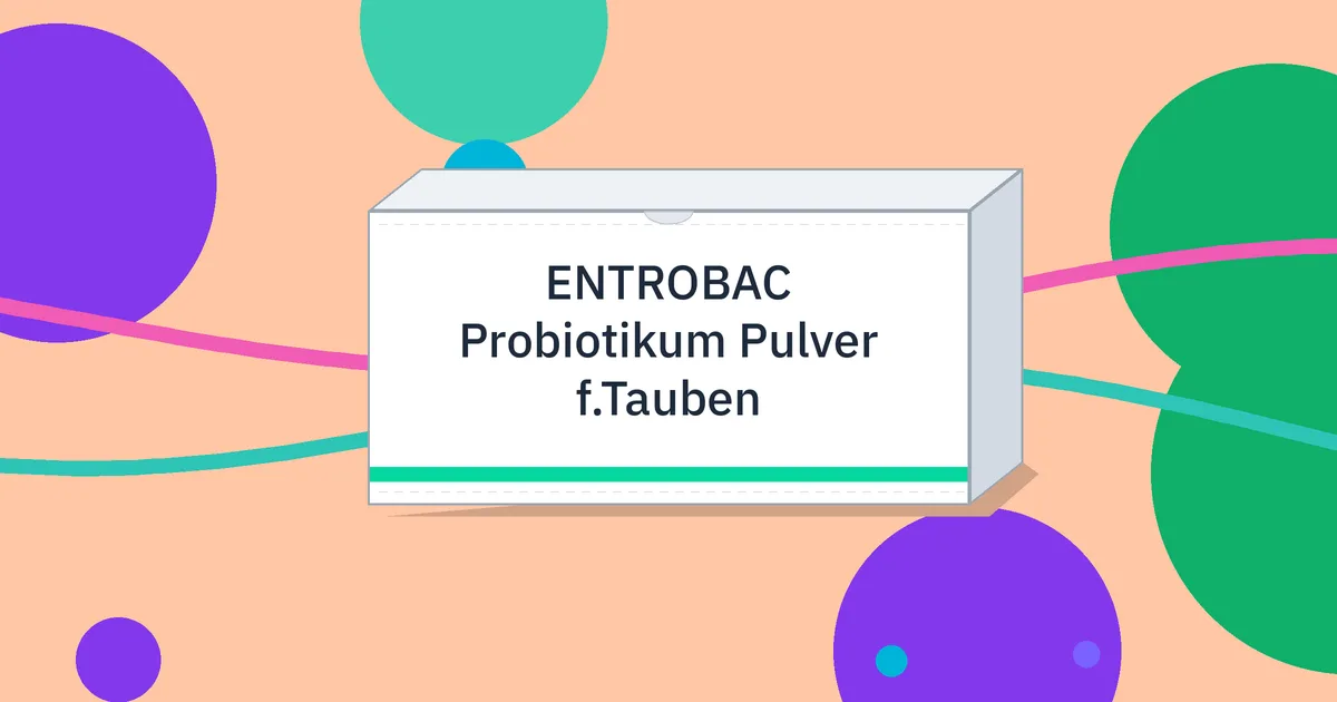 Symbolbild: Packung mit der Aufschrift ENTROBAC Probiotikum Pulver f.Tauben (PZN 14448394) – Verfügbarkeit und Bezug in Apotheken in Frankfurt am Main