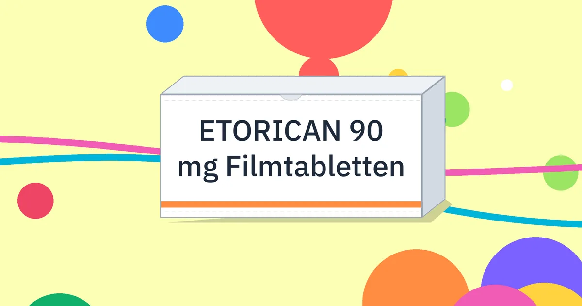 Symbolbild: Packung mit der Aufschrift ETORICAN 90 mg Filmtabletten (PZN 12652452) – Verfügbarkeit und Bezug in Apotheken in Frankfurt am Main