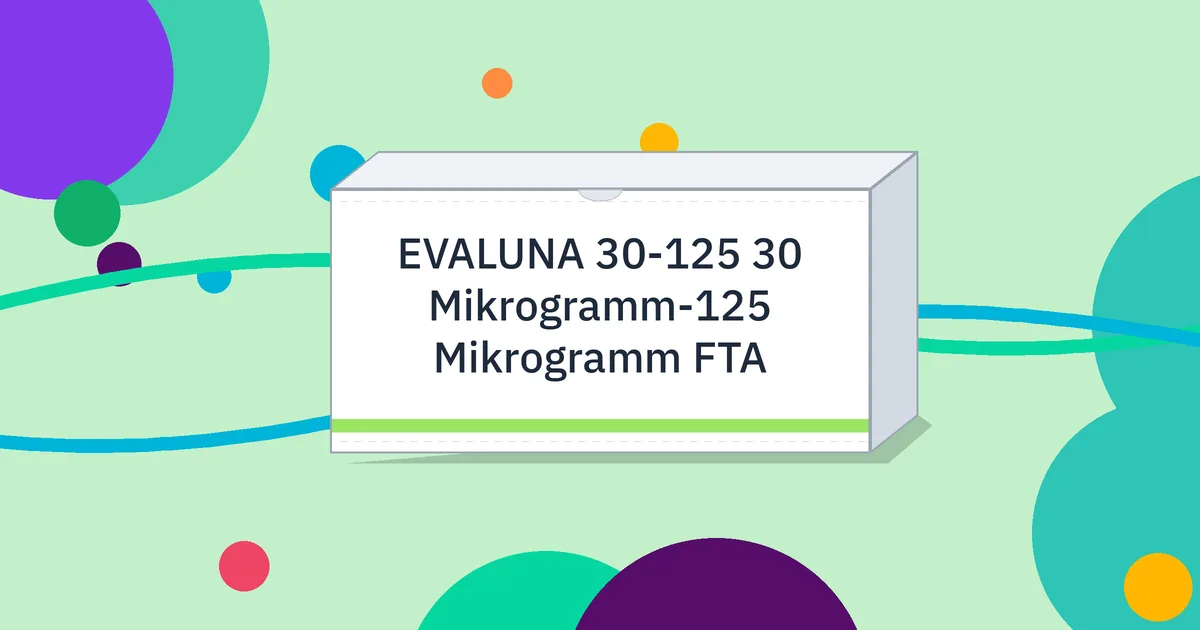 Symbolbild: Packung mit der Aufschrift EVALUNA 30-125 30 Mikrogramm-125 Mikrogramm FTA (PZN 12395185) – Verfügbarkeit und Bezug in Apotheken in Frankfurt am Main
