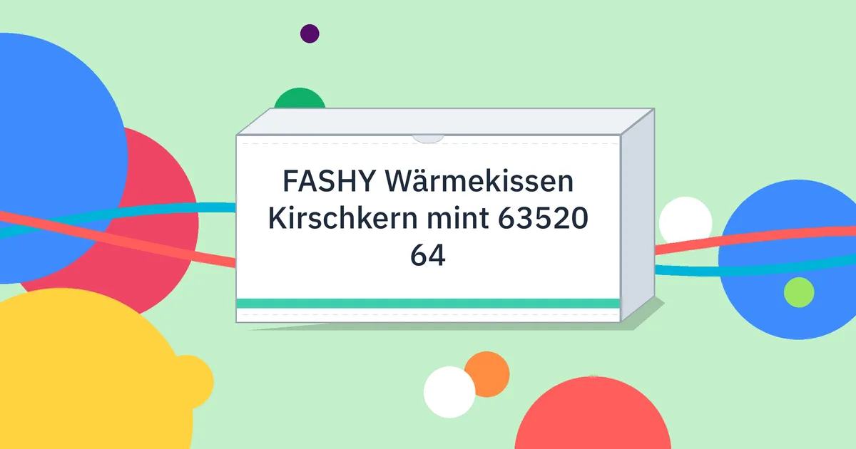Symbolbild: Packung mit der Aufschrift FASHY Wärmekissen Kirschkern mint 63520 64 (PZN 19682657) – Verfügbarkeit und Bezug in Apotheken in Frankfurt am Main