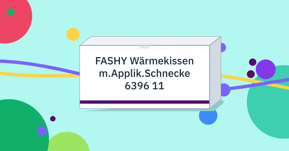 Symbolbild: Packung mit der Aufschrift FASHY Wärmekissen m.Applik.Schnecke 6396 11 (PZN 15573150) – Verfügbarkeit und Bezug in Apotheken in Frankfurt am Main