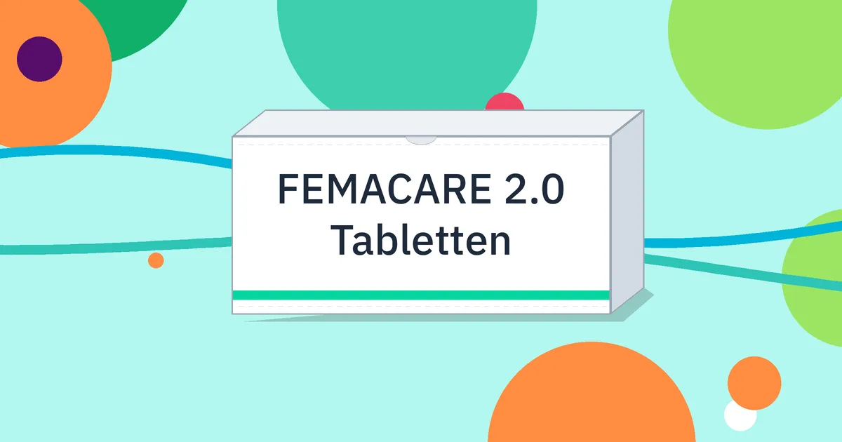 Symbolbild: Packung mit der Aufschrift FEMACARE 2.0 Tabletten (PZN 16687625) – Verfügbarkeit und Bezug in Apotheken in Frankfurt am Main