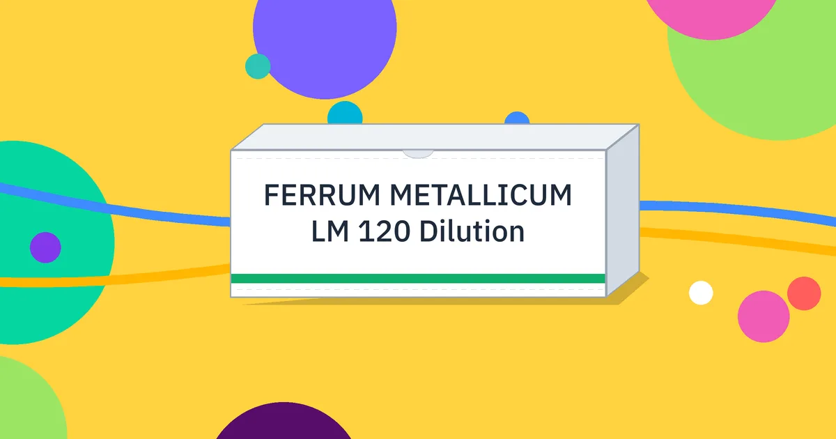 Symbolbild: Packung mit der Aufschrift FERRUM METALLICUM LM 120 Dilution (PZN 12850583) – Verfügbarkeit und Bezug in Apotheken in Frankfurt am Main