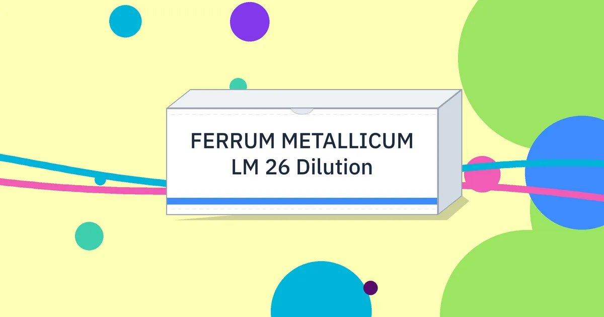 Symbolbild: Packung mit der Aufschrift FERRUM METALLICUM LM 26 Dilution (PZN 12850442) – Verfügbarkeit und Bezug in Apotheken in Frankfurt am Main