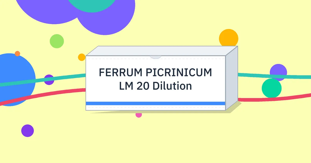 Symbolbild: Packung mit der Aufschrift FERRUM PICRINICUM LM 20 Dilution (PZN 12852665) – Verfügbarkeit und Bezug in Apotheken in Frankfurt am Main