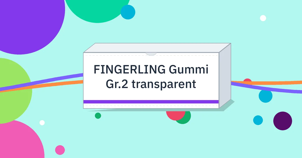 Symbolbild: Packung mit der Aufschrift FINGERLING Gummi Gr.2 transparent (PZN 03465521) – Verfügbarkeit und Bezug in Apotheken in Frankfurt am Main