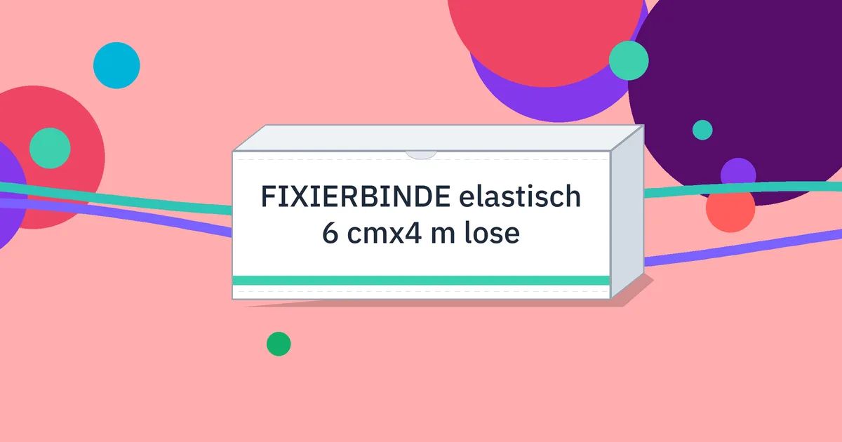 Symbolbild: Packung mit der Aufschrift FIXIERBINDE elastisch 6 cmx4 m lose (PZN 08821972) – Verfügbarkeit und Bezug in Apotheken in Frankfurt am Main