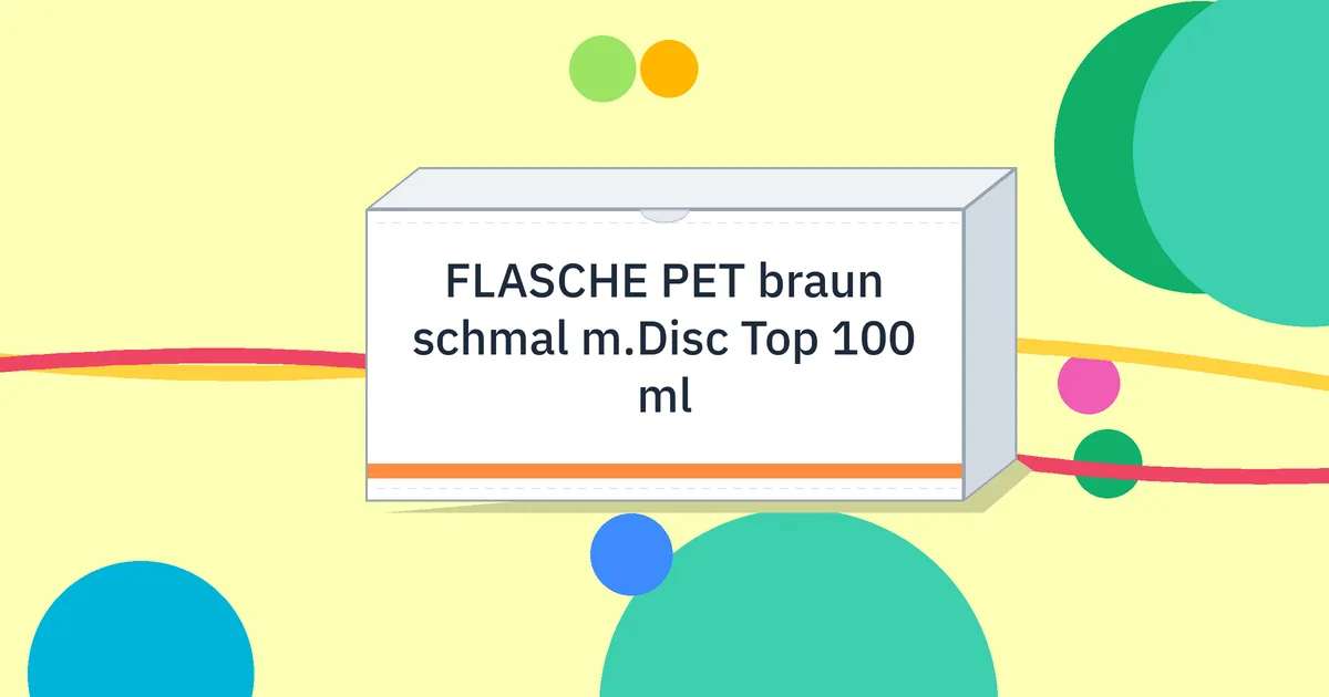 Symbolbild: Packung mit der Aufschrift FLASCHE PET braun schmal m.Disc Top 100 ml (PZN 16486513) – Verfügbarkeit und Bezug in Apotheken in Frankfurt am Main