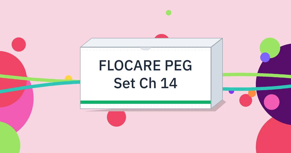 Symbolbild: Packung mit der Aufschrift FLOCARE PEG Set Ch 14 (PZN 11289794) – Verfügbarkeit und Bezug in Apotheken in Frankfurt am Main