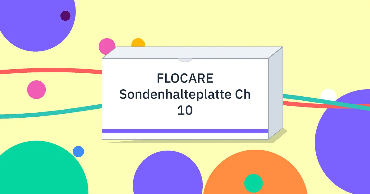 Symbolbild: Packung mit der Aufschrift FLOCARE Sondenhalteplatte Ch 10 (PZN 07258233) – Verfügbarkeit und Bezug in Apotheken in Frankfurt am Main