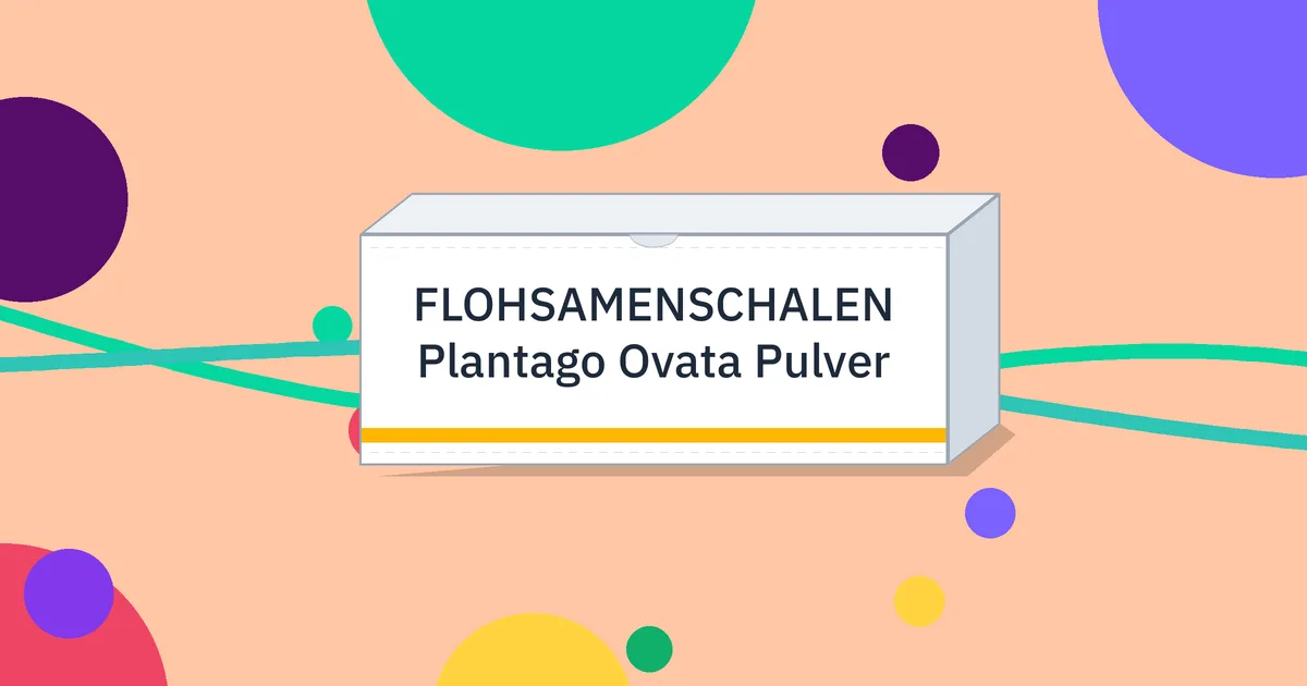 Symbolbild: Packung mit der Aufschrift FLOHSAMENSCHALEN Plantago Ovata Pulver (PZN 12466258) – Verfügbarkeit und Bezug in Apotheken in Frankfurt am Main