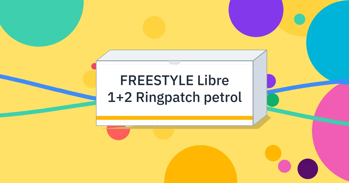 Symbolbild: Packung mit der Aufschrift FREESTYLE Libre 1+2 Ringpatch petrol (PZN 19864192) – Verfügbarkeit und Bezug in Apotheken in Frankfurt am Main