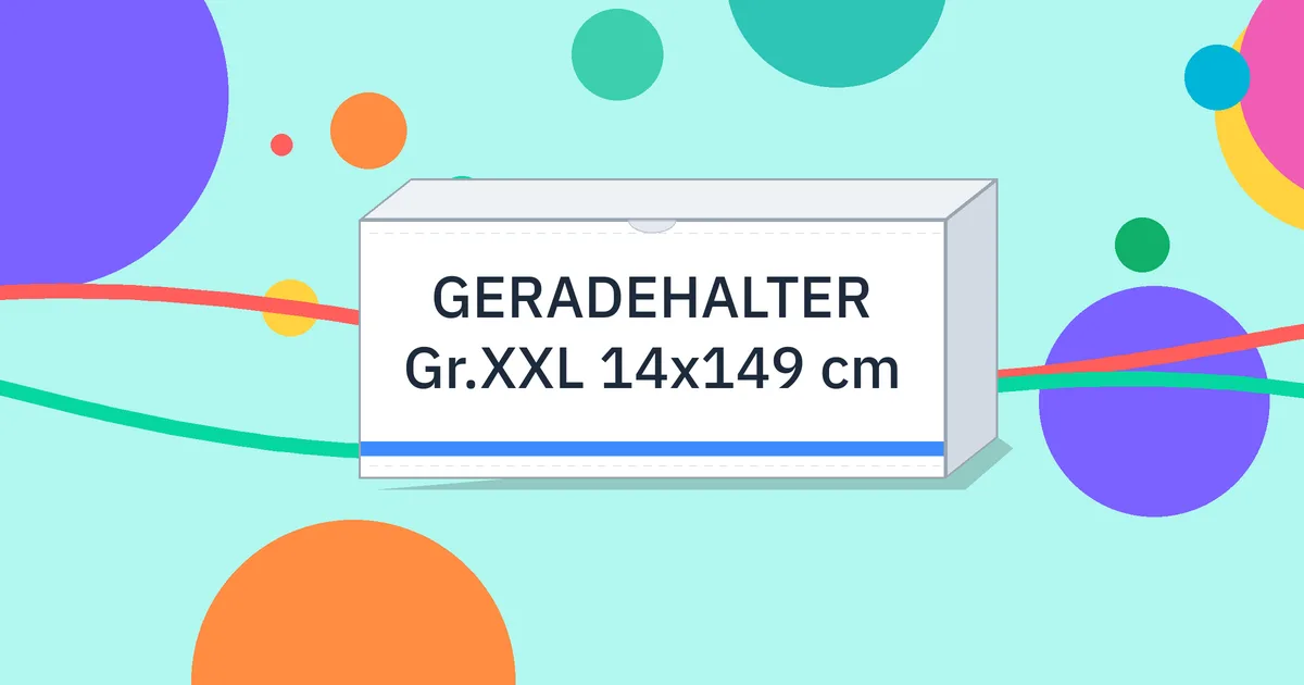 Symbolbild: Packung mit der Aufschrift GERADEHALTER Gr.XXL 14x149 cm (PZN 19073674) – Verfügbarkeit und Bezug in Apotheken in Frankfurt am Main