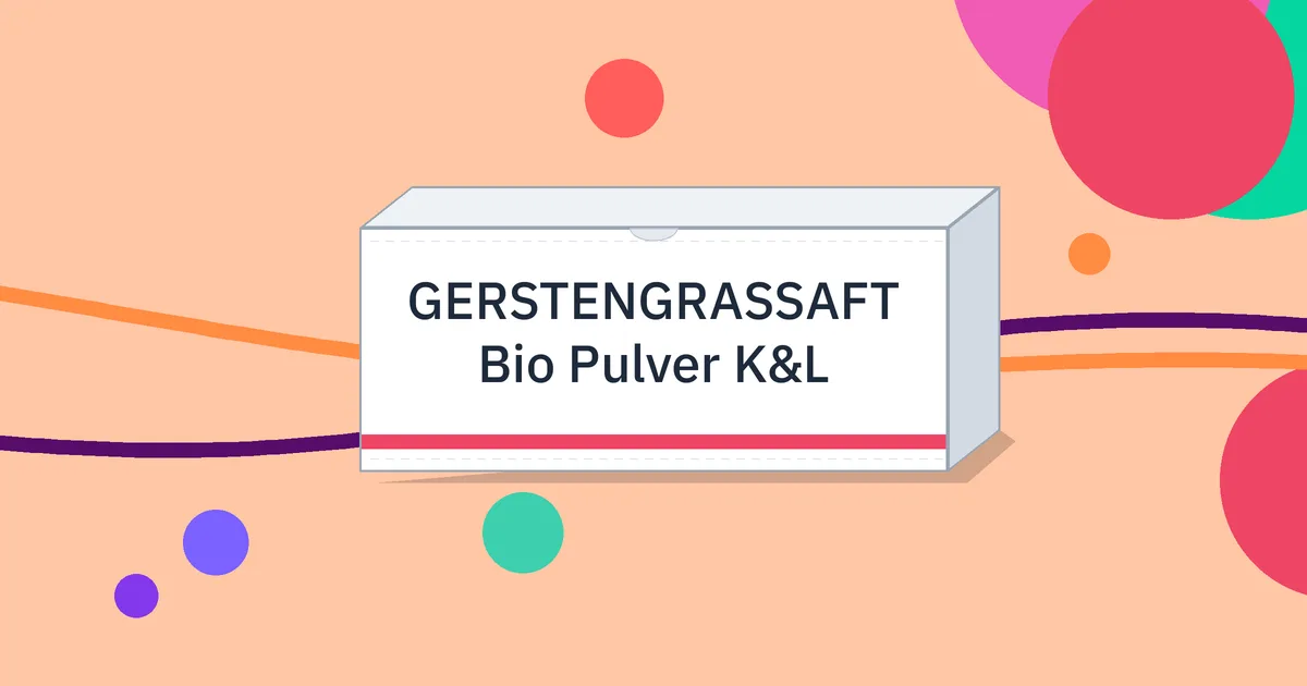 Symbolbild: Packung mit der Aufschrift GERSTENGRASSAFT Bio Pulver K&L (PZN 17962507) – Verfügbarkeit und Bezug in Apotheken in Frankfurt am Main