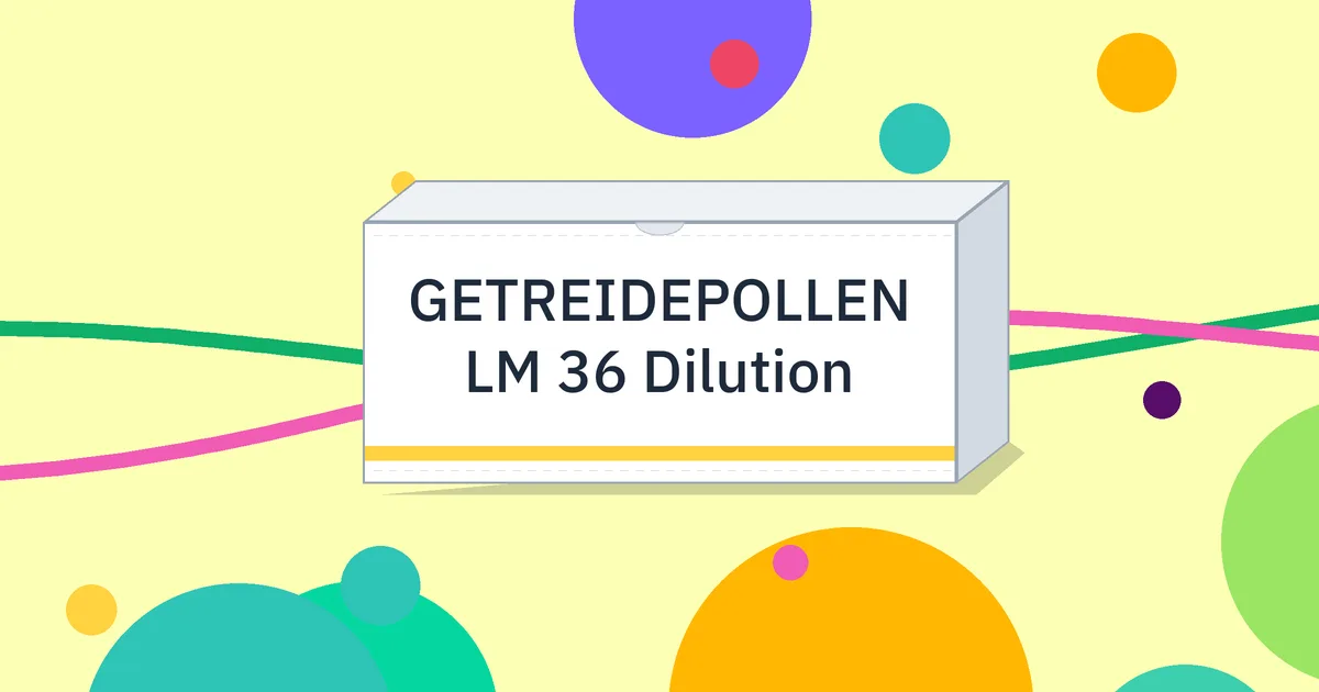 Symbolbild: Packung mit der Aufschrift GETREIDEPOLLEN LM 36 Dilution (PZN 12877837) – Verfügbarkeit und Bezug in Apotheken in Frankfurt am Main