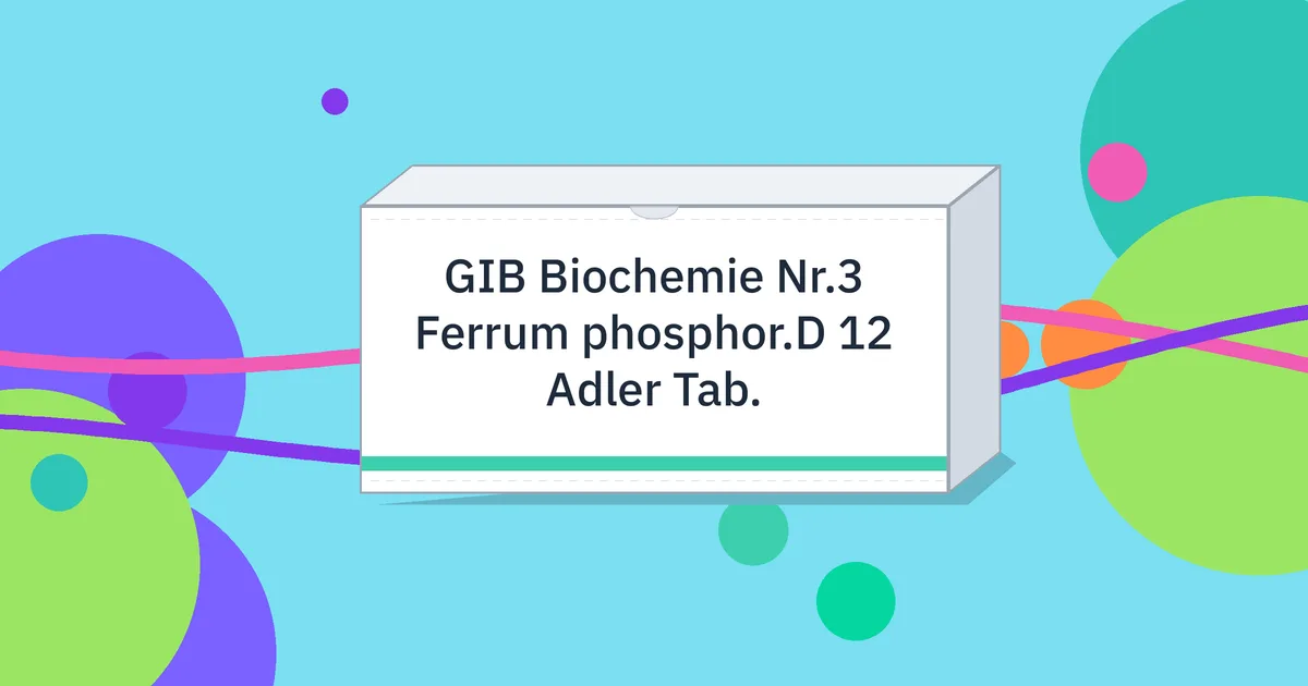 Symbolbild: Packung mit der Aufschrift GIB Biochemie Nr.3 Ferrum phosphor.D 12 Adler Tab. (PZN 11664418) – Verfügbarkeit und Bezug in Apotheken in Frankfurt am Main