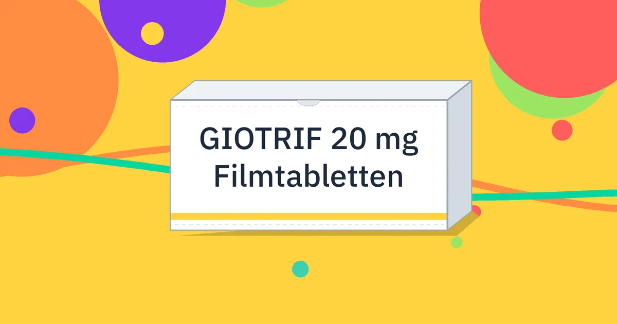 Symbolbild: Packung mit der Aufschrift GIOTRIF 20 mg Filmtabletten (PZN 02482440) – Verfügbarkeit und Bezug in Apotheken in Frankfurt am Main