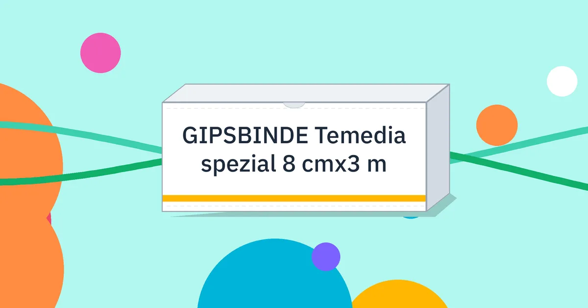 Symbolbild: Packung mit der Aufschrift GIPSBINDE Temedia spezial 8 cmx3 m (PZN 04402764) – Verfügbarkeit und Bezug in Apotheken in Frankfurt am Main