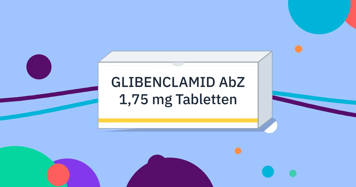 Symbolbild: Packung mit der Aufschrift GLIBENCLAMID AbZ 1,75 mg Tabletten (PZN 01015995) – Verfügbarkeit und Bezug in Apotheken in Frankfurt am Main