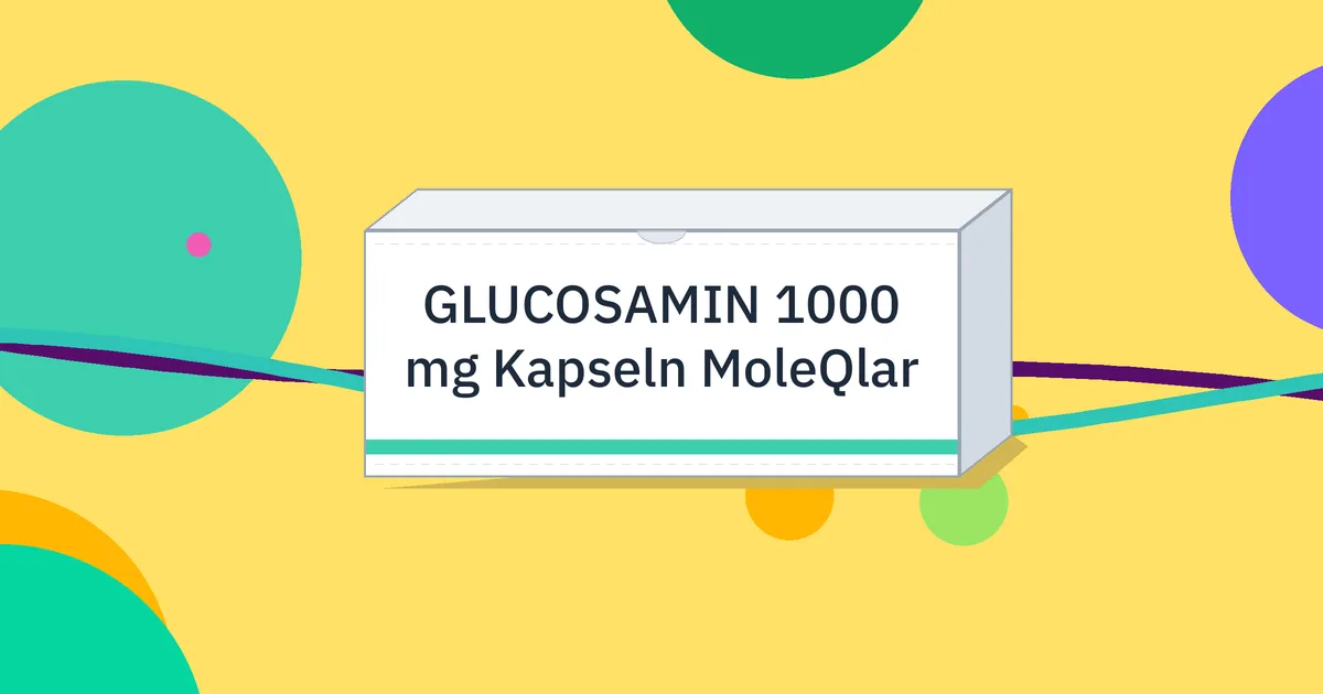 Symbolbild: Packung mit der Aufschrift GLUCOSAMIN 1000 mg Kapseln MoleQlar (PZN 19394645) – Verfügbarkeit und Bezug in Apotheken in Frankfurt am Main