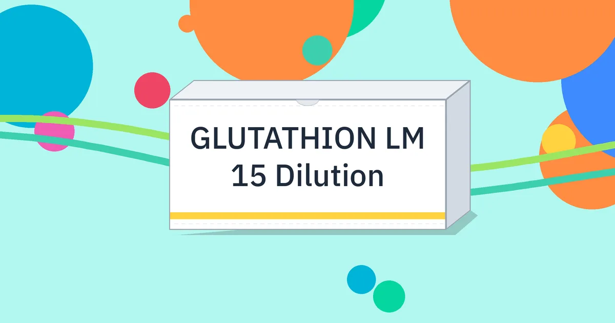 Symbolbild: Packung mit der Aufschrift GLUTATHION LM 15 Dilution (PZN 12879902) – Verfügbarkeit und Bezug in Apotheken in Frankfurt am Main