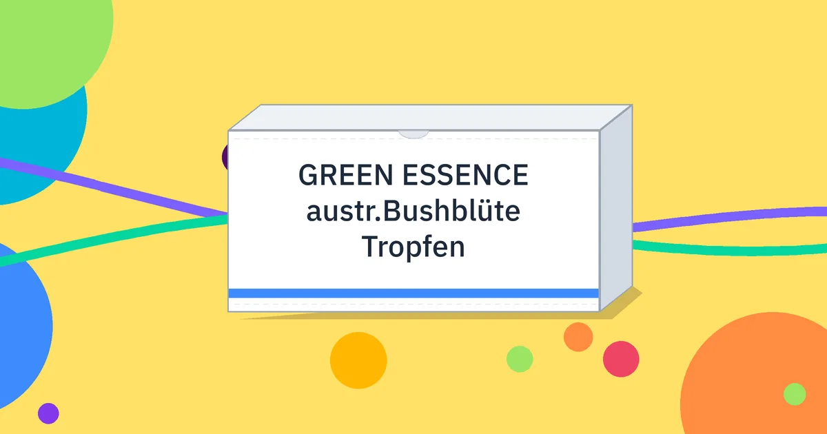Symbolbild: Packung mit der Aufschrift GREEN ESSENCE austr.Bushblüte Tropfen (PZN 06126529) – Verfügbarkeit und Bezug in Apotheken in Frankfurt am Main