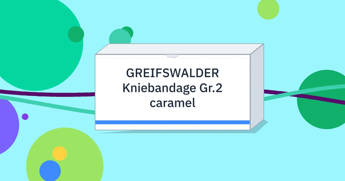 Symbolbild: Packung mit der Aufschrift GREIFSWALDER Kniebandage Gr.2 caramel (PZN 05362742) – Verfügbarkeit und Bezug in Apotheken in Frankfurt am Main