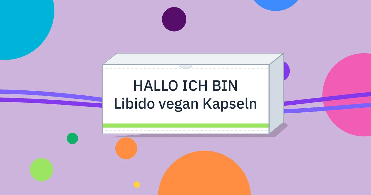 Symbolbild: Packung mit der Aufschrift HALLO ICH BIN Libido vegan Kapseln (PZN 14290591) – Verfügbarkeit und Bezug in Apotheken in Frankfurt am Main