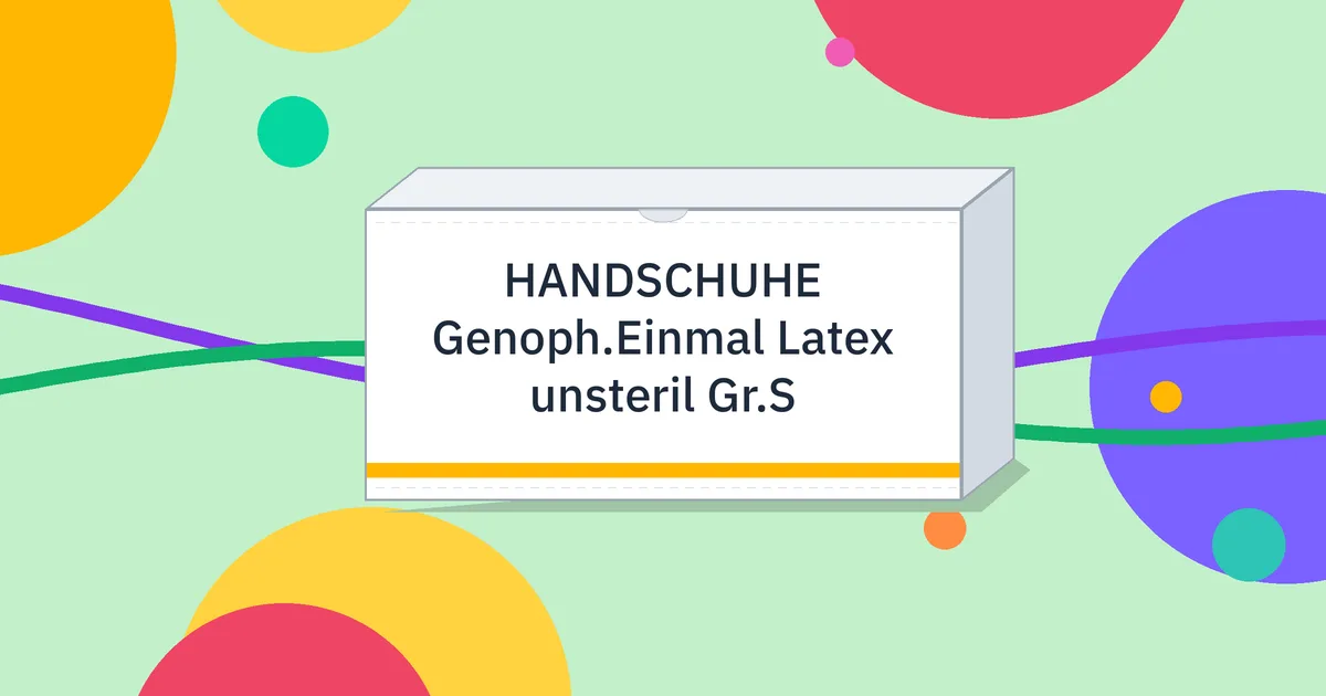 Symbolbild: Packung mit der Aufschrift HANDSCHUHE Genoph.Einmal Latex unsteril Gr.S (PZN 06349761) – Verfügbarkeit und Bezug in Apotheken in Frankfurt am Main