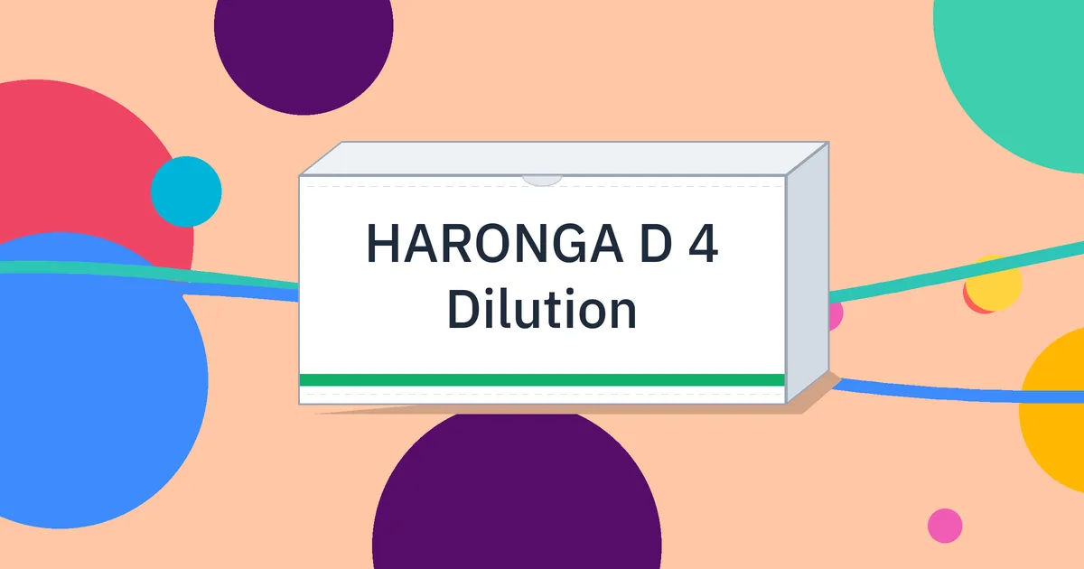 Symbolbild: Packung mit der Aufschrift HARONGA D 4 Dilution (PZN 02924180) – Verfügbarkeit und Bezug in Apotheken in Frankfurt am Main