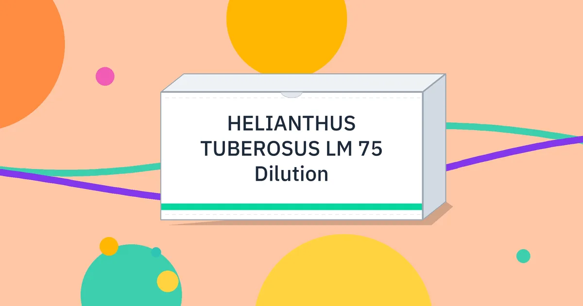 Symbolbild: Packung mit der Aufschrift HELIANTHUS TUBEROSUS LM 75 Dilution (PZN 13551894) – Verfügbarkeit und Bezug in Apotheken in Frankfurt am Main
