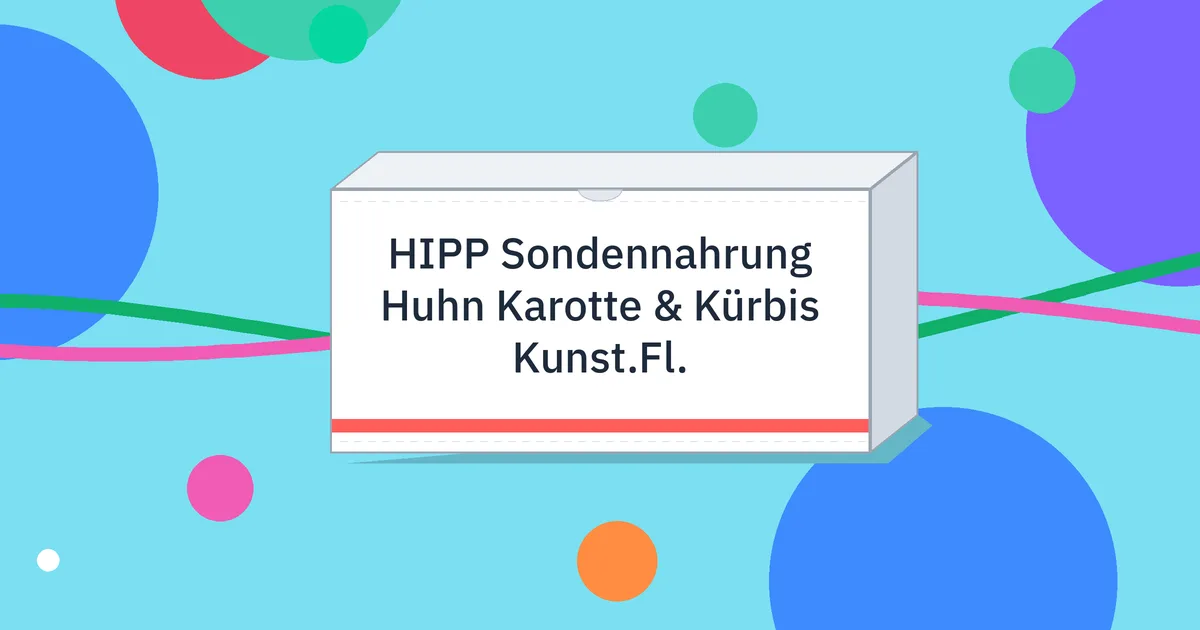 Symbolbild: Packung mit der Aufschrift HIPP Sondennahrung Huhn Karotte & Kürbis Kunst.Fl. (PZN 12896467) – Verfügbarkeit und Bezug in Apotheken in Frankfurt am Main