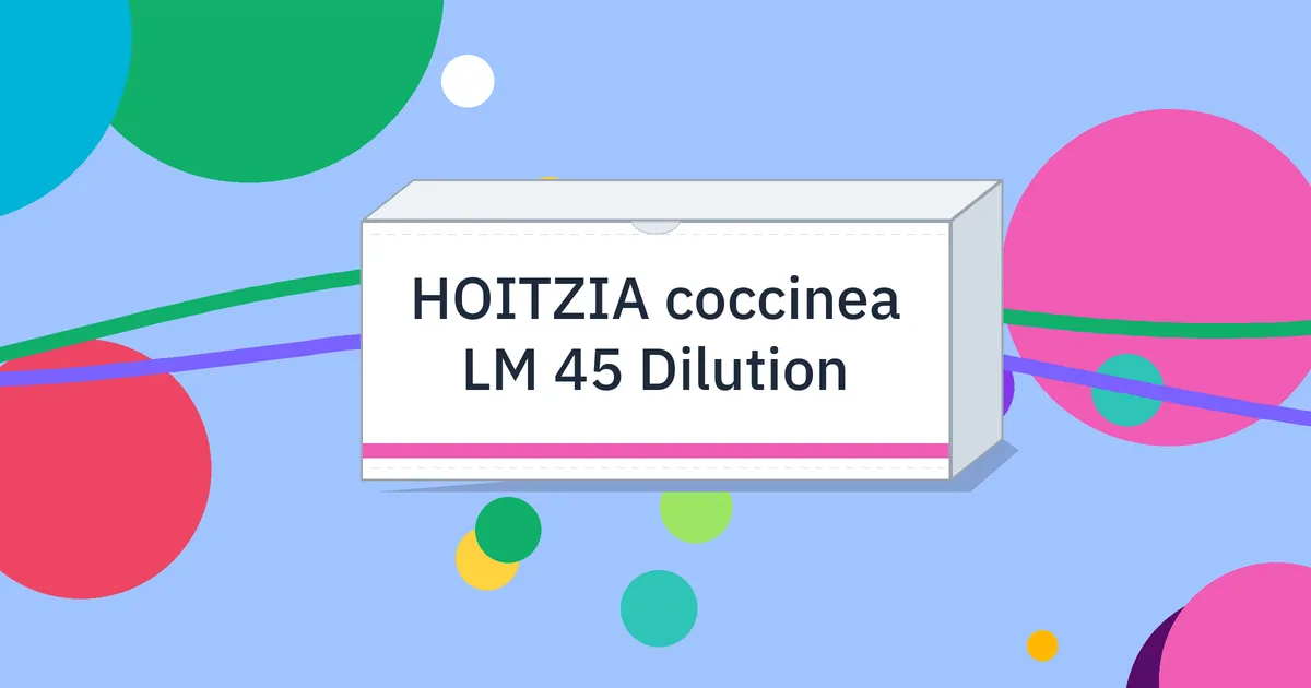 Symbolbild: Packung mit der Aufschrift HOITZIA coccinea LM 45 Dilution (PZN 13554674) – Verfügbarkeit und Bezug in Apotheken in Frankfurt am Main