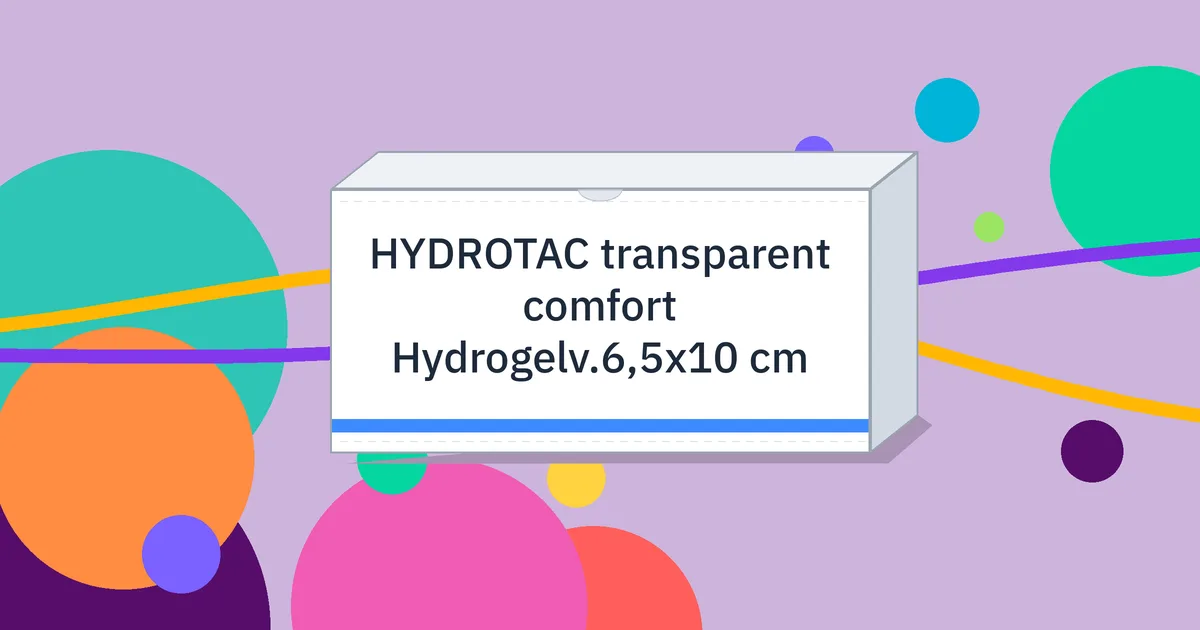 Symbolbild: Packung mit der Aufschrift HYDROTAC transparent comfort Hydrogelv.6,5x10 cm (PZN 17515659) – Verfügbarkeit und Bezug in Apotheken in Frankfurt am Main
