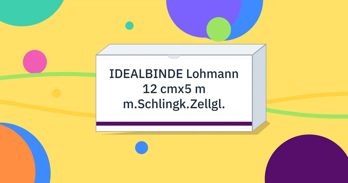 Symbolbild: Packung mit der Aufschrift IDEALBINDE Lohmann 12 cmx5 m m.Schlingk.Zellgl. (PZN 00321922) – Verfügbarkeit und Bezug in Apotheken in Frankfurt am Main