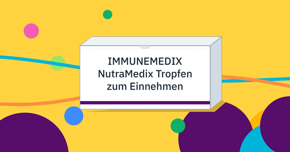Symbolbild: Packung mit der Aufschrift IMMUNEMEDIX NutraMedix Tropfen zum Einnehmen (PZN 19902260) – Verfügbarkeit und Bezug in Apotheken in Frankfurt am Main