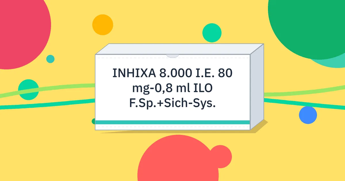 Symbolbild: Packung mit der Aufschrift INHIXA 8.000 I.E. 80 mg-0,8 ml ILO F.Sp.+Sich-Sys. (PZN 13415493) – Verfügbarkeit und Bezug in Apotheken in Frankfurt am Main