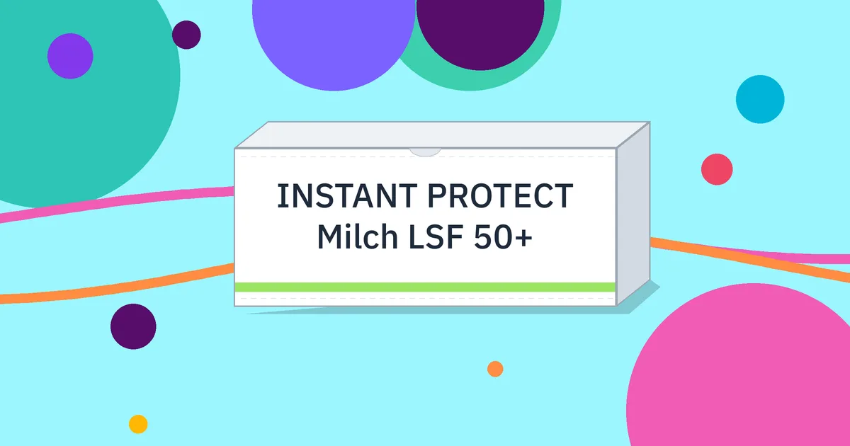 Symbolbild: Packung mit der Aufschrift INSTANT PROTECT Milch LSF 50+ (PZN 11351470) – Verfügbarkeit und Bezug in Apotheken in Frankfurt am Main