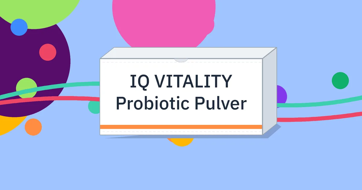 Symbolbild: Packung mit der Aufschrift IQ VITALITY Probiotic Pulver (PZN 11049825) – Verfügbarkeit und Bezug in Apotheken in Frankfurt am Main