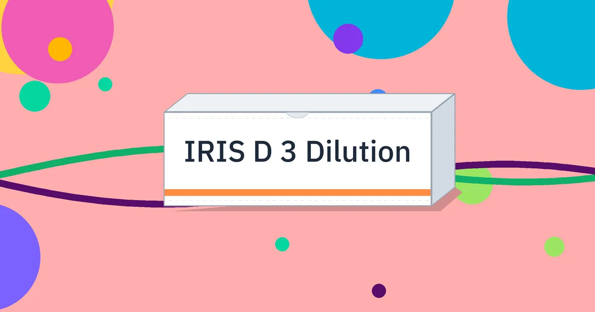 Symbolbild: Packung mit der Aufschrift IRIS D 3 Dilution (PZN 02102727) – Verfügbarkeit und Bezug in Apotheken in Frankfurt am Main